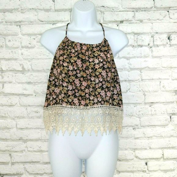 PacSun | Tops | La Hearts Pacsun Medium M Floral Lace Halter Top Boho ...